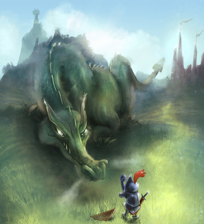 Иллюстрация Serpent Slayer в стиле компьютерная графика