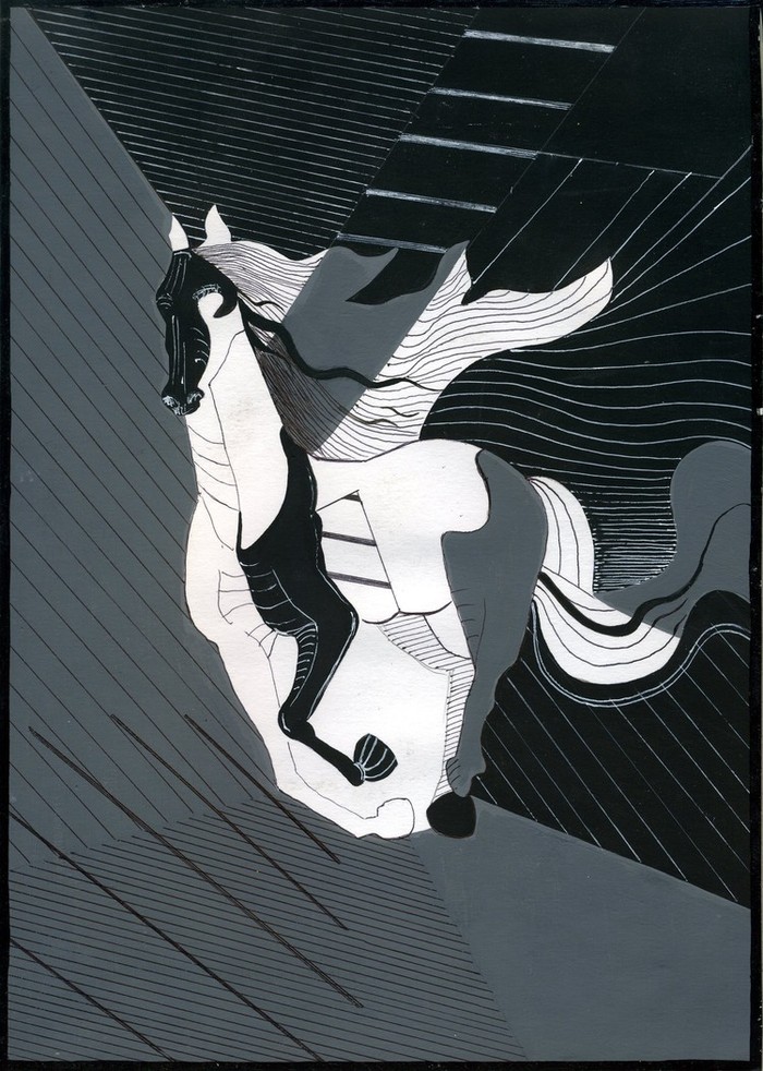 Иллюстрация кінь в стиле графика | Illustrators.ru