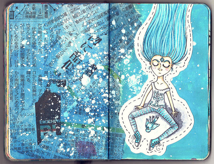 Иллюстрация Blue Bird of Lobotomy (for Lora Zombie) в стиле