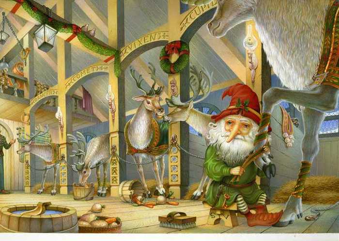 Иллюстрация Santa Claus Barn ( фрагмент) в стиле графика