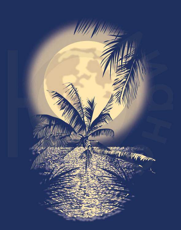 Иллюстрация Goa. full moon в стиле графика | Illustrators.ru