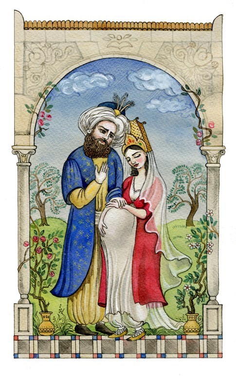 Иллюстрация King and Quine в стиле книжная графика