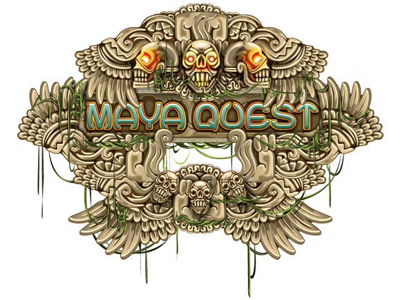 Иллюстрация Maya quest logo в стиле компьютерная графика
