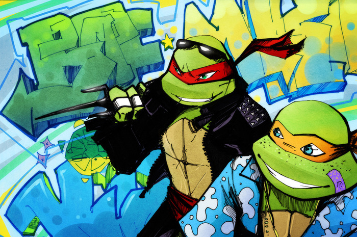 Иллюстрация TMNT graffiti в стиле анимационный | Illustrators.ru