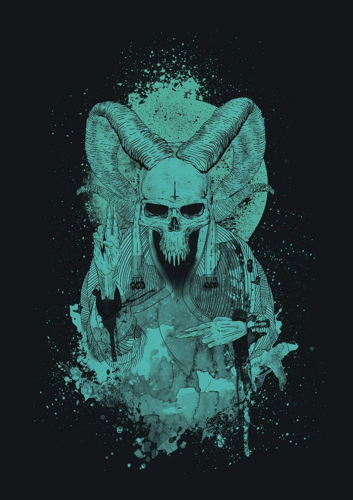 Иллюстрация Devil mind в стиле компьютерная графика