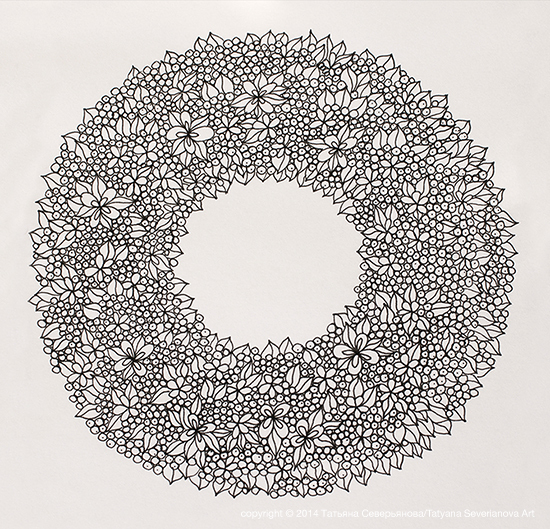 Иллюстрация Венок в стиле графика | Illustrators.ru