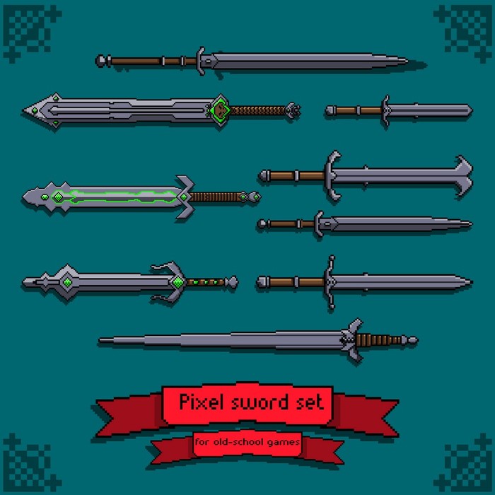 Иллюстрация Pixel-art swords в стиле 2d | Illustrators.ru