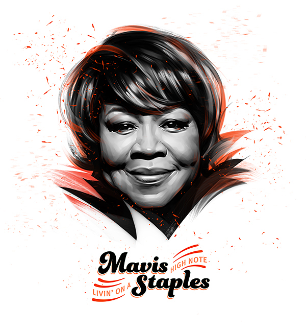 Иллюстрация Mavis Staples в стиле живопись, журнальный,