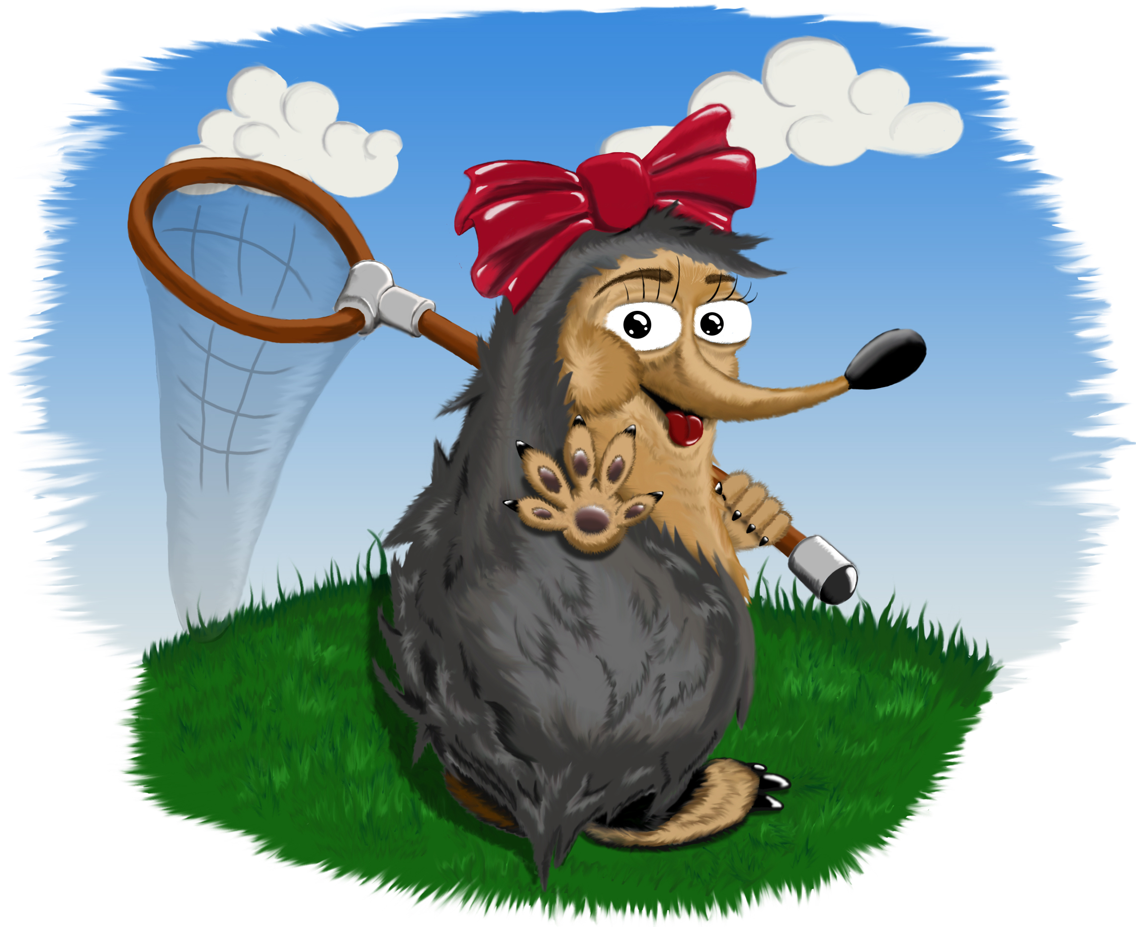 Иллюстрация Еж на полянке в стиле 2d, детский, персонажи