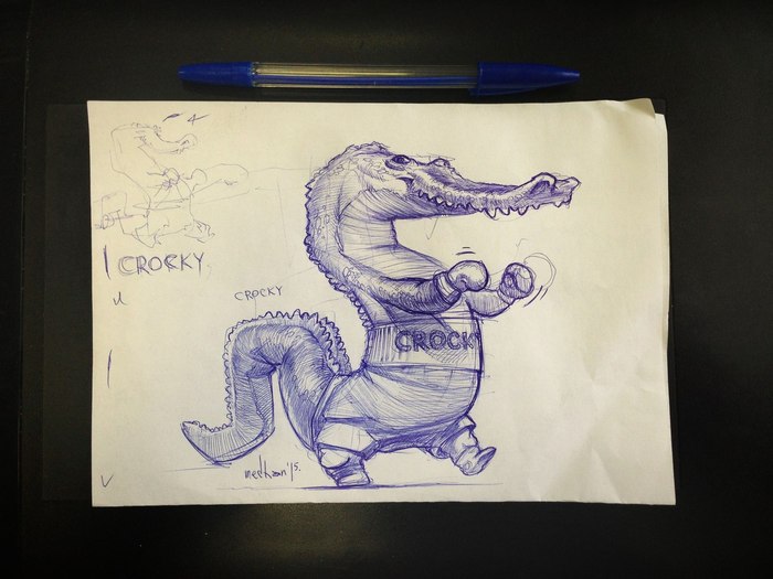 Иллюстрация Crocky в стиле 2d, академический рисунок, графика,