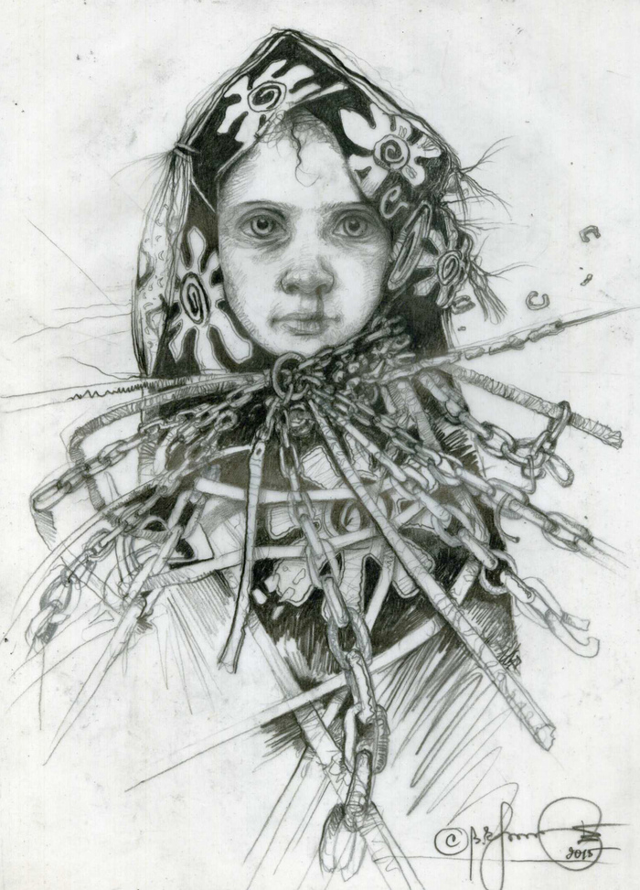 Иллюстрация . sketch. 2015.The face of death ... в стиле 2d