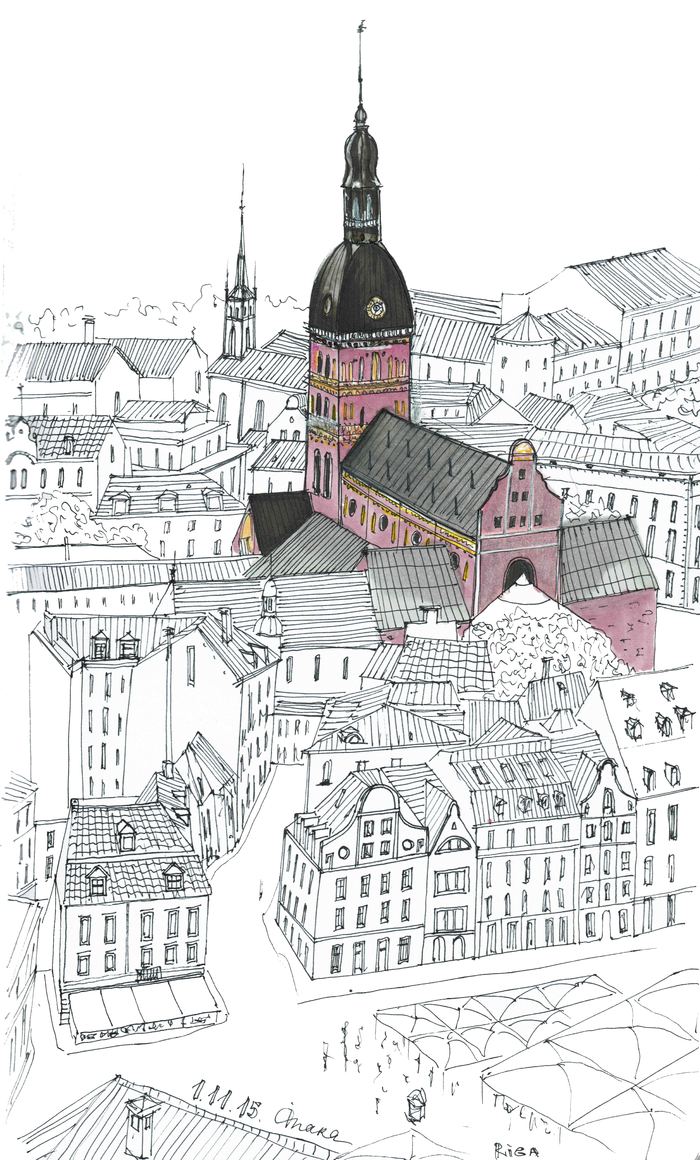 Иллюстрация Архитектурный скетч в стиле графика, книжная графика,