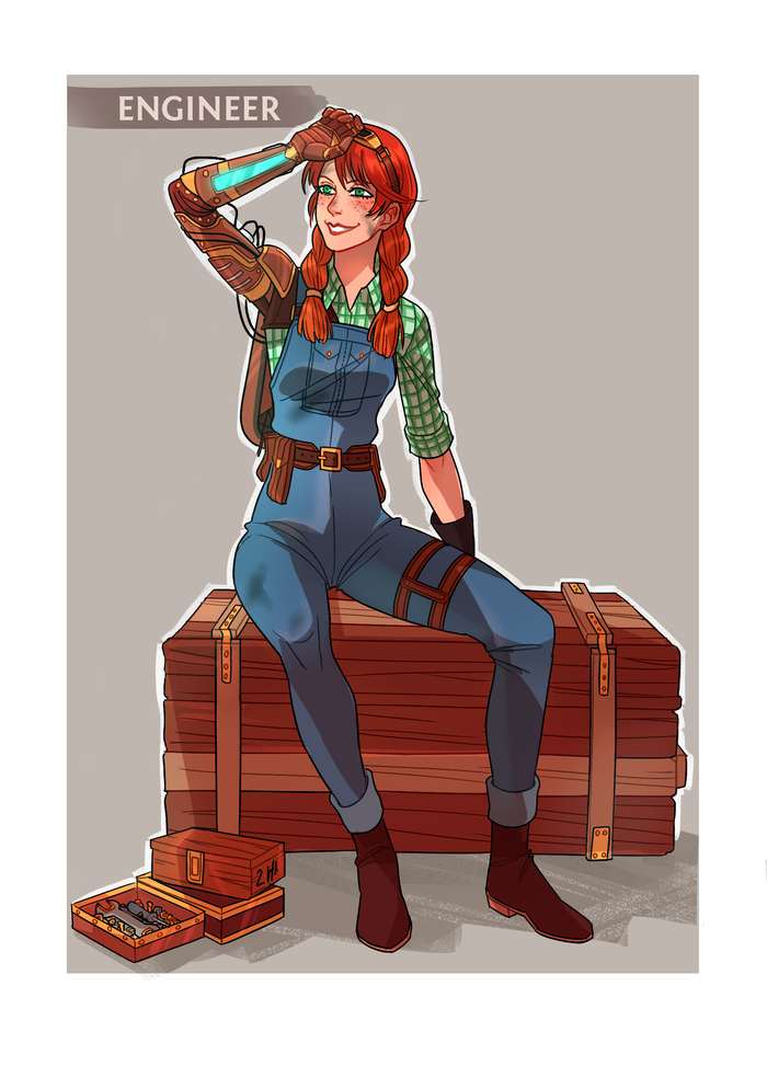 Иллюстрация Engineer_Fantasy_Fortress в стиле 2d, game dev,