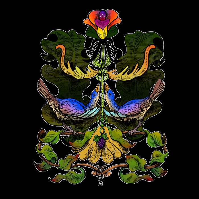 Иллюстрация Acid Birds в стиле графика, другое, компьютерная