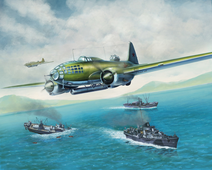 Иллюстрация Ил-4 торпедоносец в стиле 2d, компьютерная графика