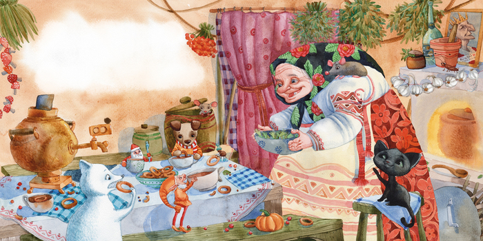 Иллюстрация Бабушка агафья в стиле детский, книжная графика,