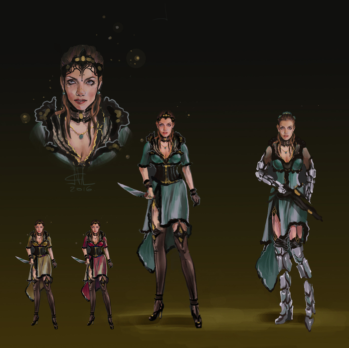 Иллюстрация Женщина киборг в стиле 2d, cg, game dev