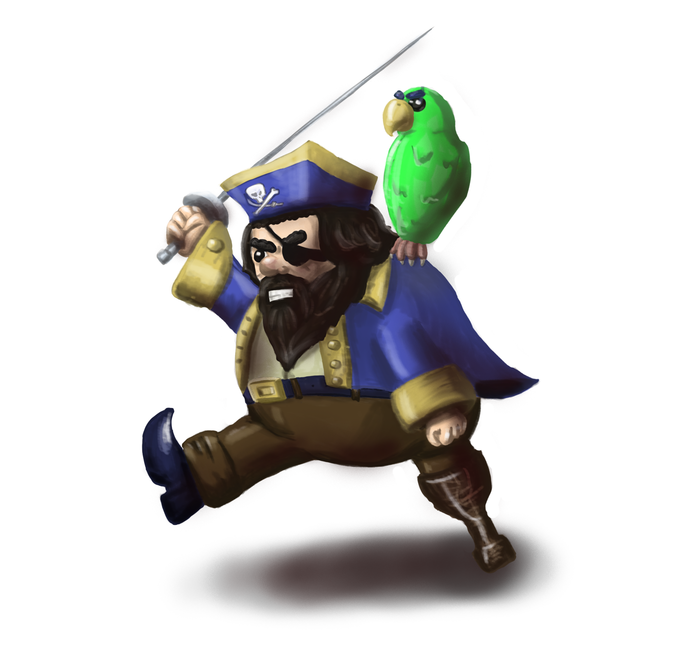 Иллюстрация Pirate в стиле 2d, game dev, компьютерная графика