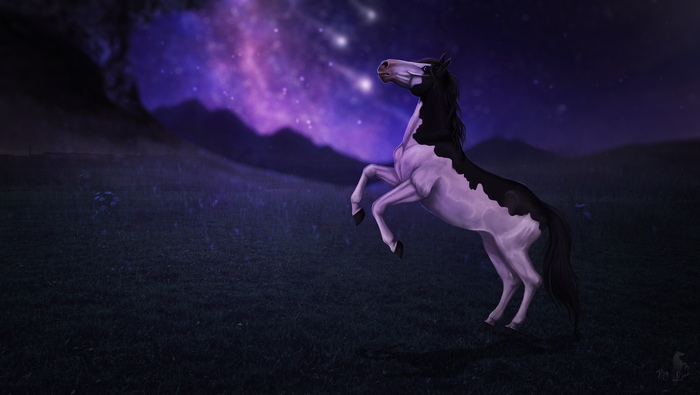 Star horse в стиле 2D, Животные, Компьютерная графика на